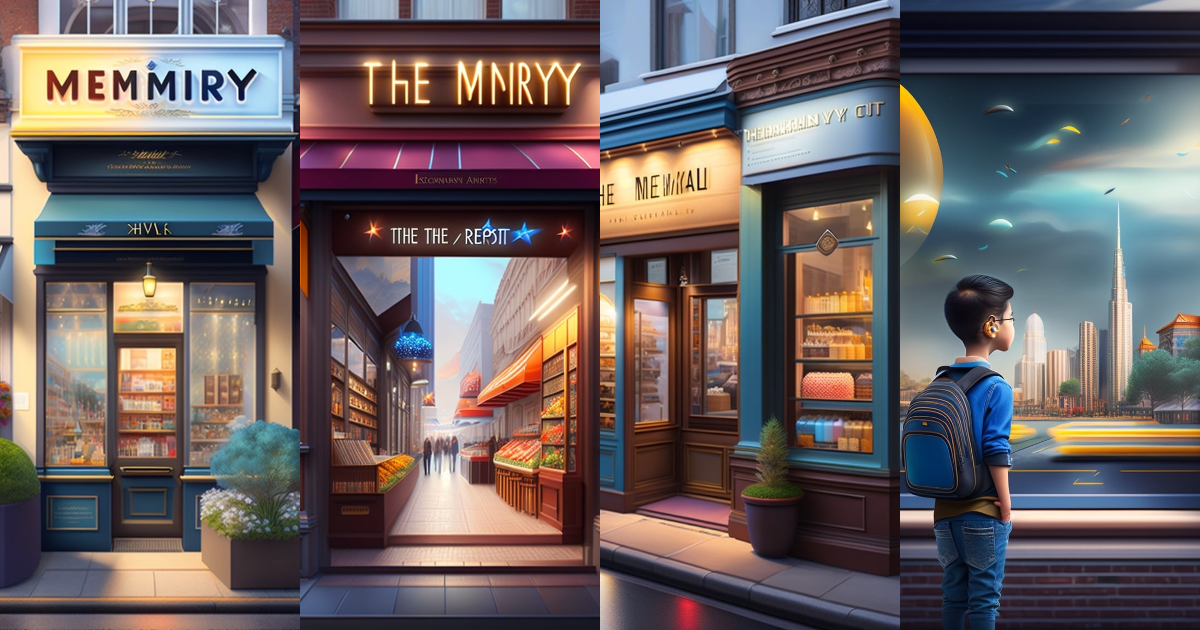 Lexica - The Memory Artist, a young artist, shop, city, urban area