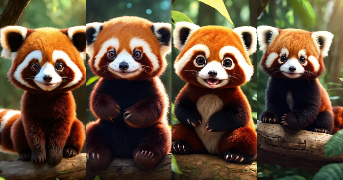 Lexica - A cute baby red panda sloth with big eyes, animated, cartoon ...