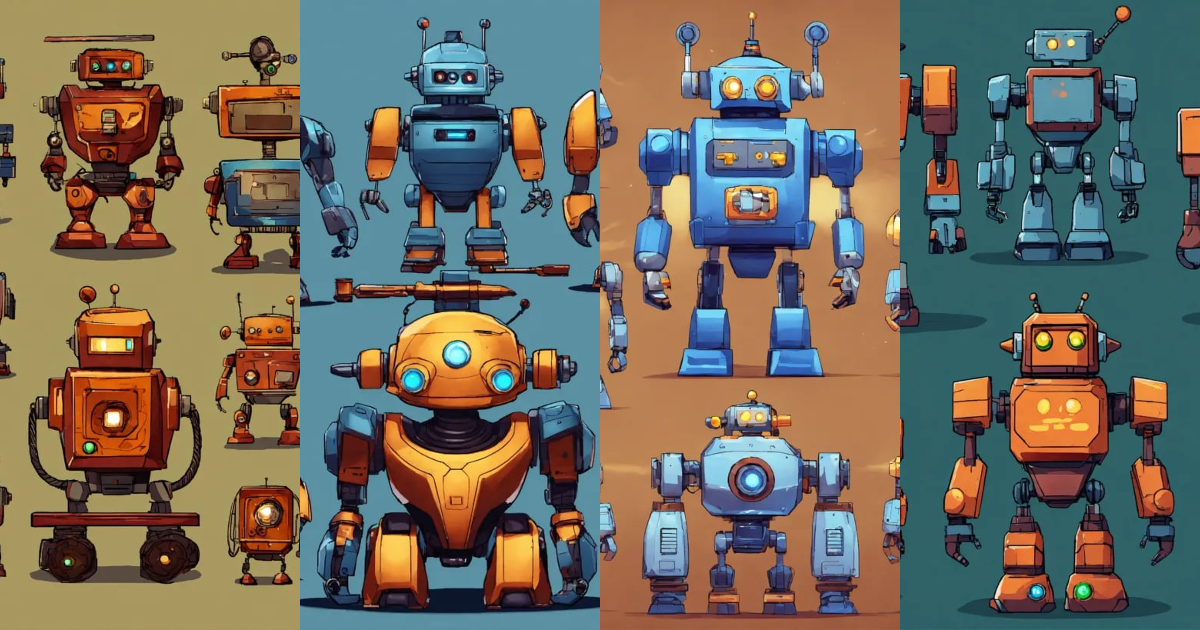 Lexica - Generate images of basic cartoon robots for a game. These ...