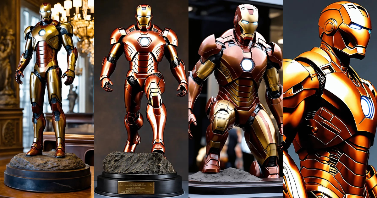 Lexica - A sculpture of beautiful iron man bronze on top of a base ...