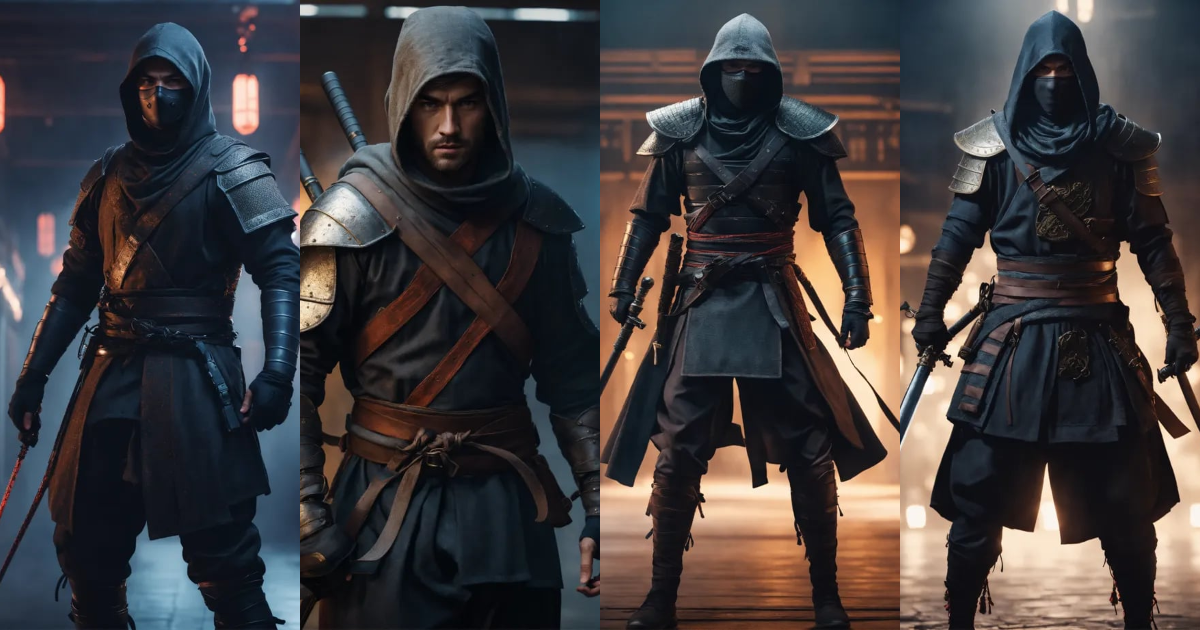 Lexica - A realistic full body portrait of a male medival ninja ...
