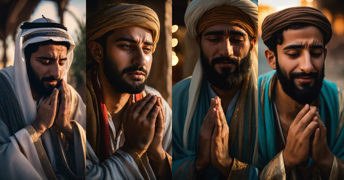 Lexica - Middle eastern man praying, tears of happiness on his face ...