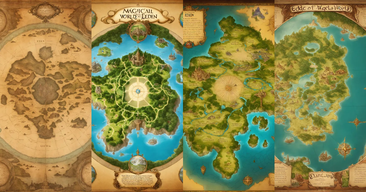 Lexica - Blank Fantasy Map of a magical world called Eden, with 9 ...