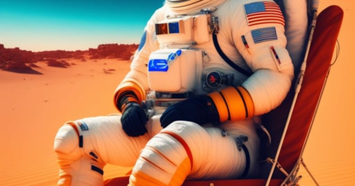 Lexica - An astronaut resting on mars in a beach chair, vibrant ...