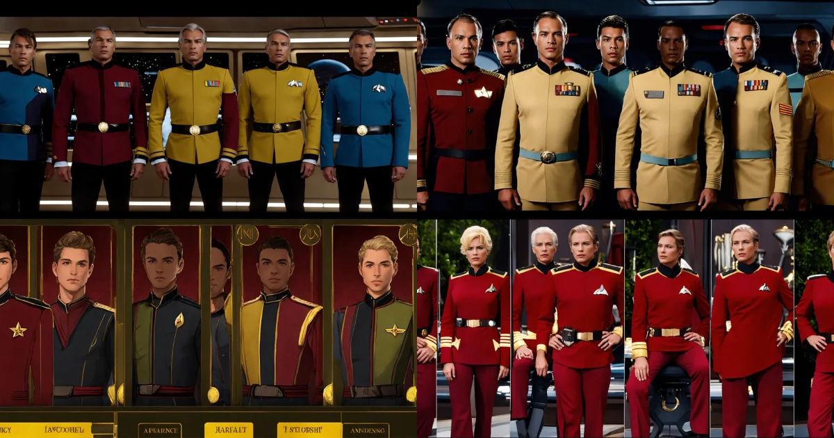 Lexica - Create an image depicting the crew of a Starfleet ship. The ...