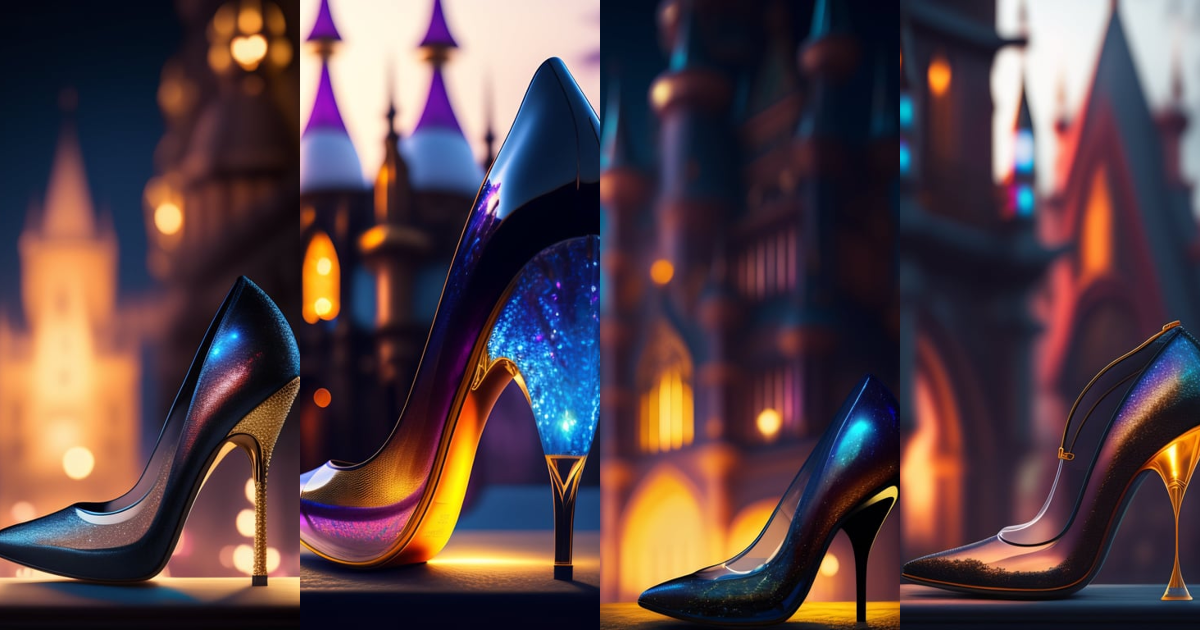 Lexica - Abstract dark fantasy transparent high heel shoe in front of a ...
