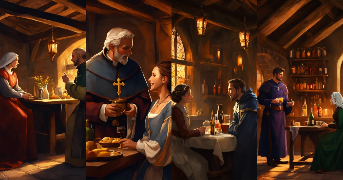 Lexica - Excited, high quality, digital painting of a priest talking to ...