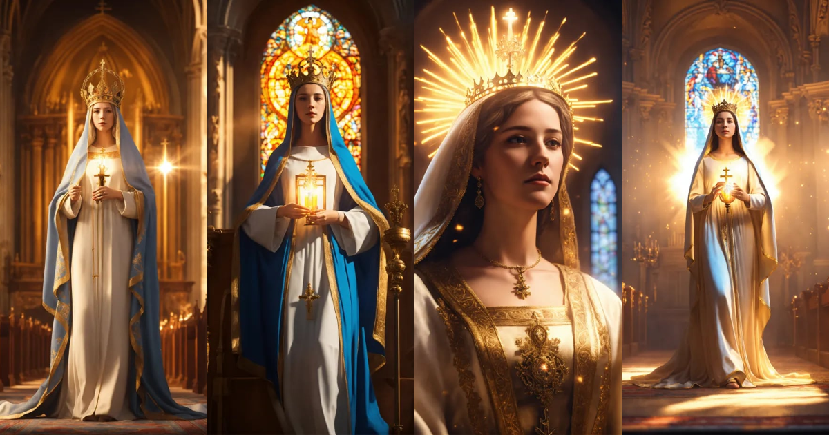 Lexica - Unreal engine 16k catholic portrait of Mary Queen of The World ...