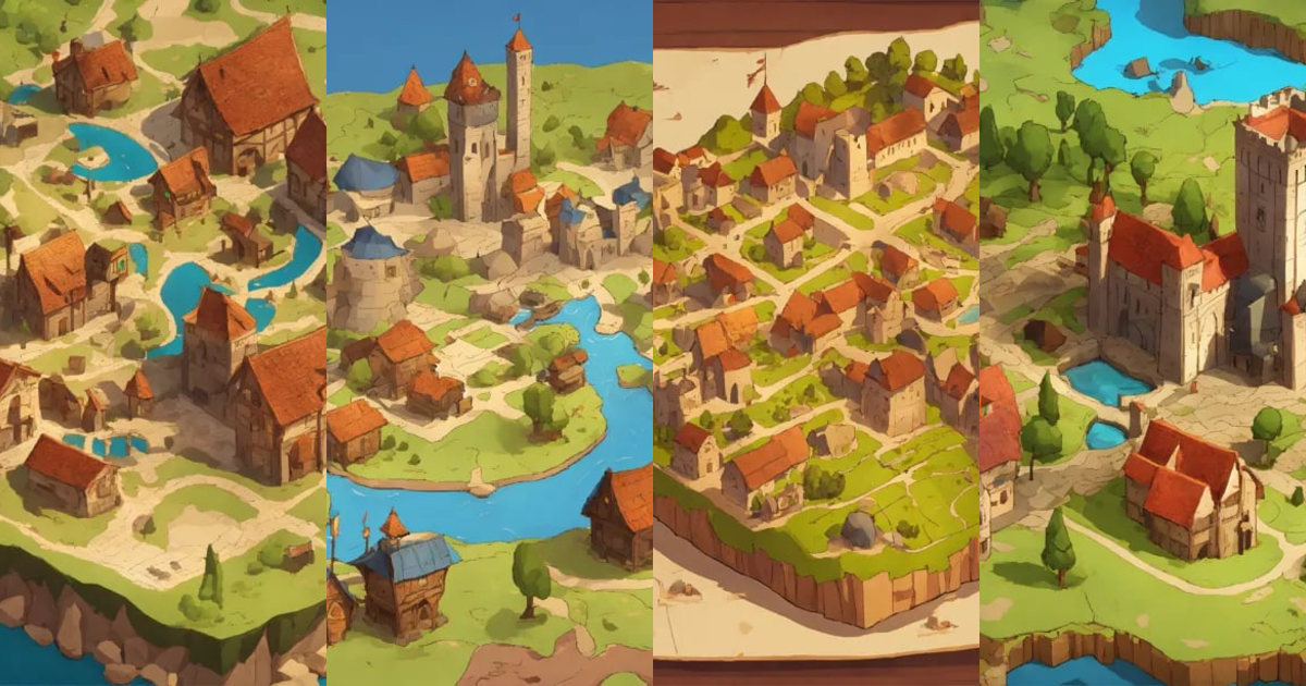 Lexica - A cartoon cubic medieval map