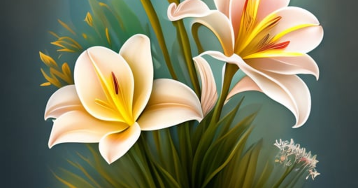 Lexica - High quality a4 old parchment paper, background with transparent white lillies