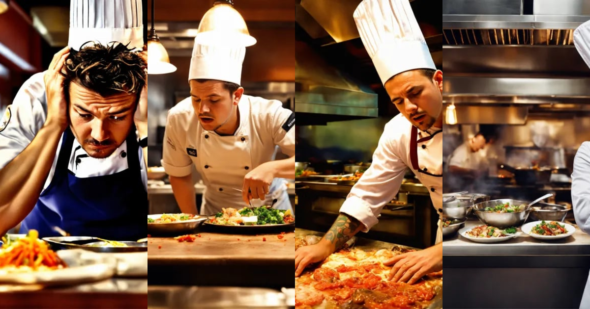 Lexica - An artistic photo realistic picture of an stressed out chef at ...