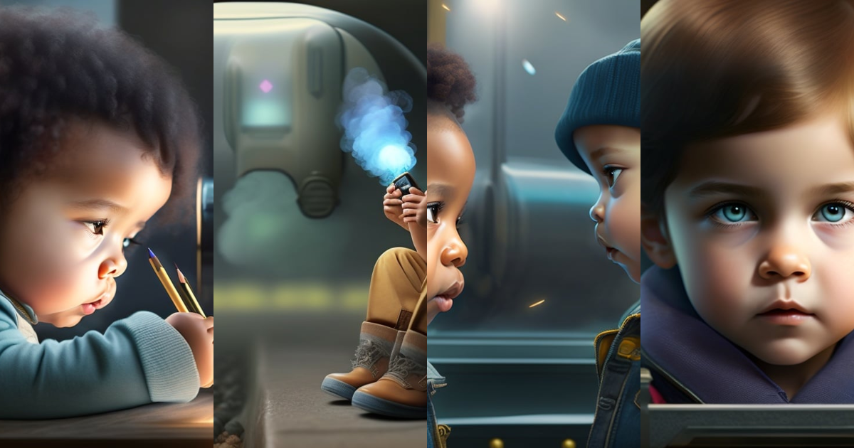 Lexica - Write a captivating scene depicting a child connected to ...