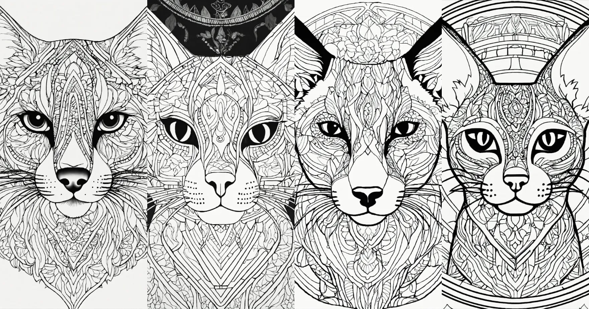 Lexica - Coloring page for adults, bold lines, dark lines, mandala ...