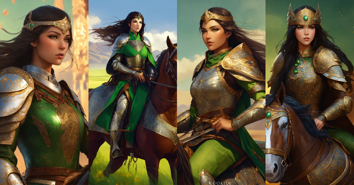 Lexica - A heavily armored Persian cataphract elf riding a large brown ...