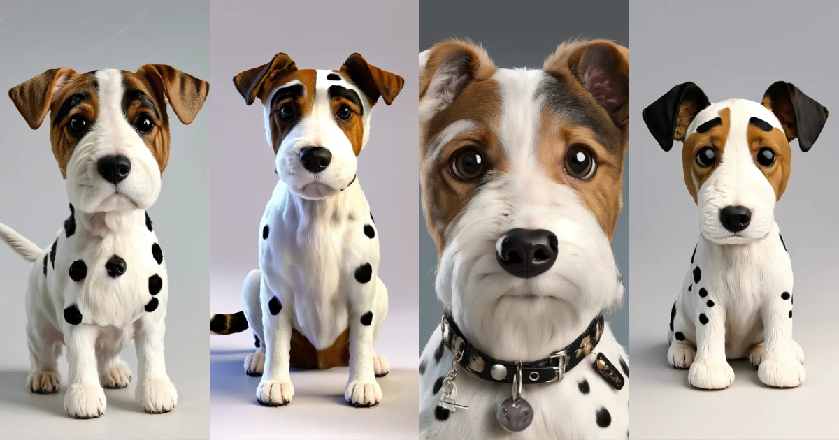 Lexica - A cute 3D "Parson Russell Terrier" dog. White & Brown face ...