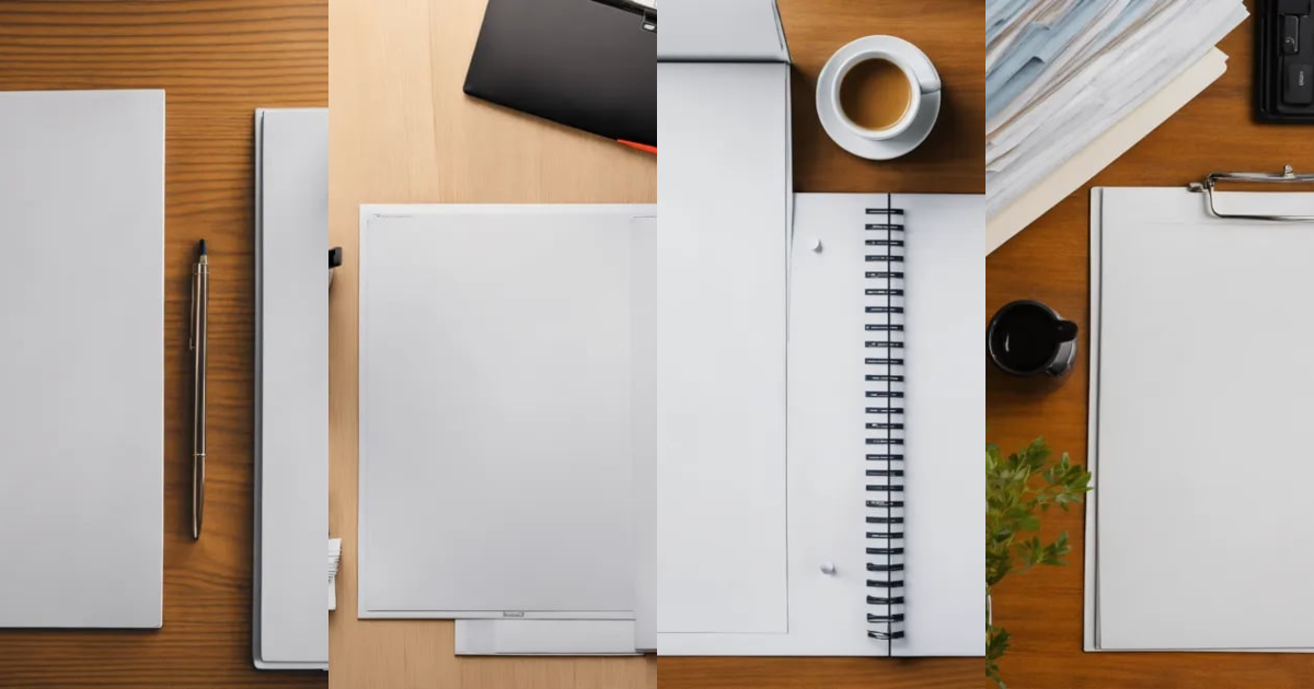 Lexica - Top view of an office desk with a folder of papers on it. The ...