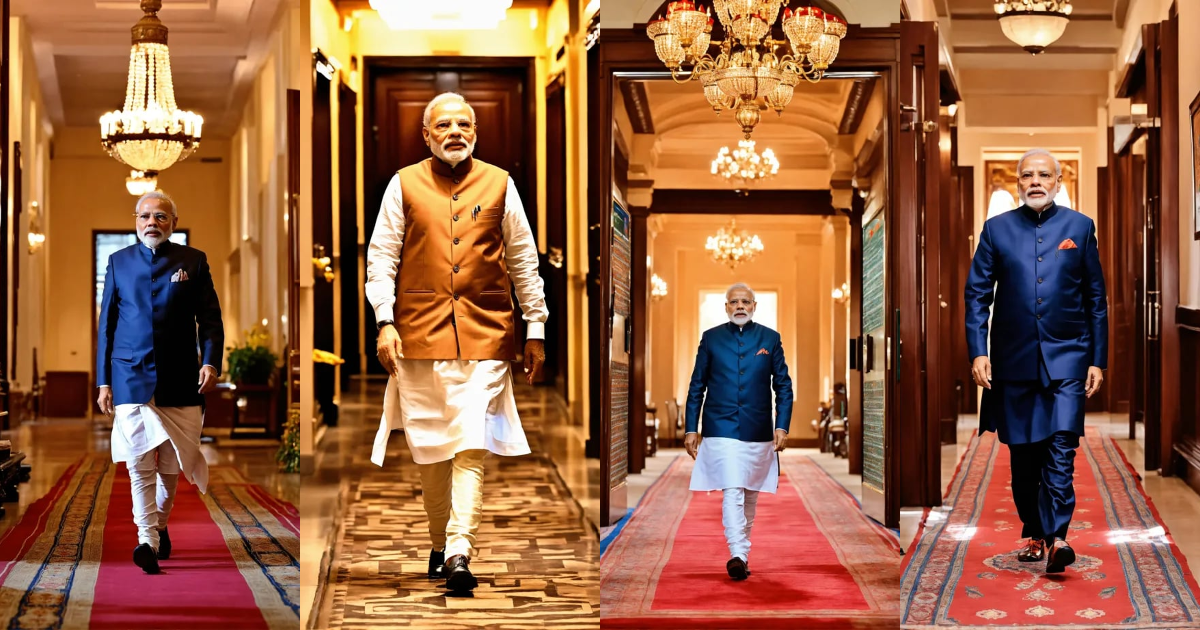 Lexica - Realistic picture of prime minister, modi, walking down from ...