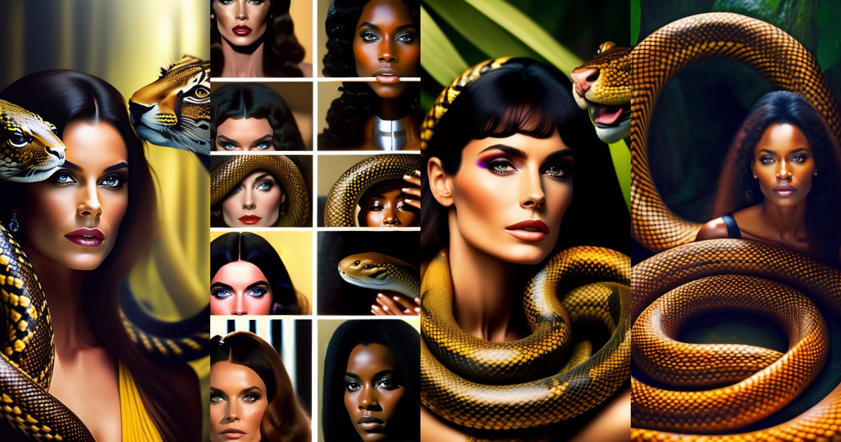 Lexica - Remove Use these settingsbeautiful woman, coiled by a snake ...