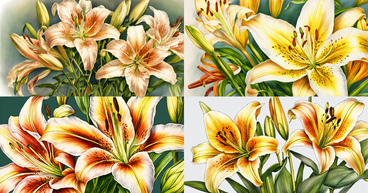 Lexica - Beautiful lilies, excellent, vintage style detailed colored ...