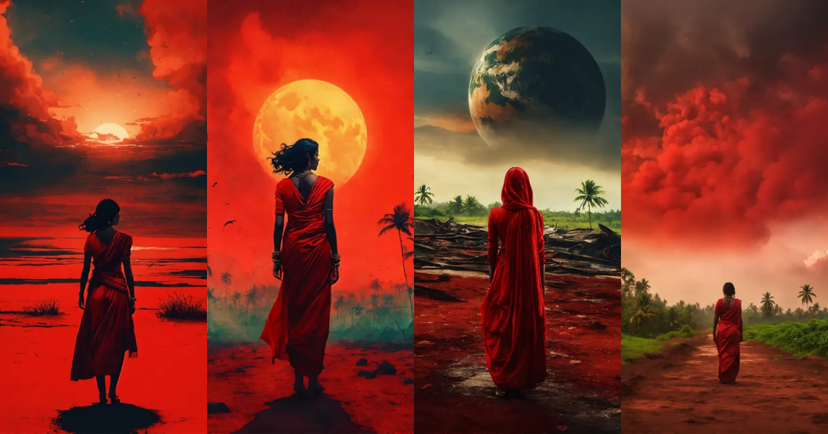 Lexica - Kerala, earth as a post-apocalyptic paradise, a woman in a ...