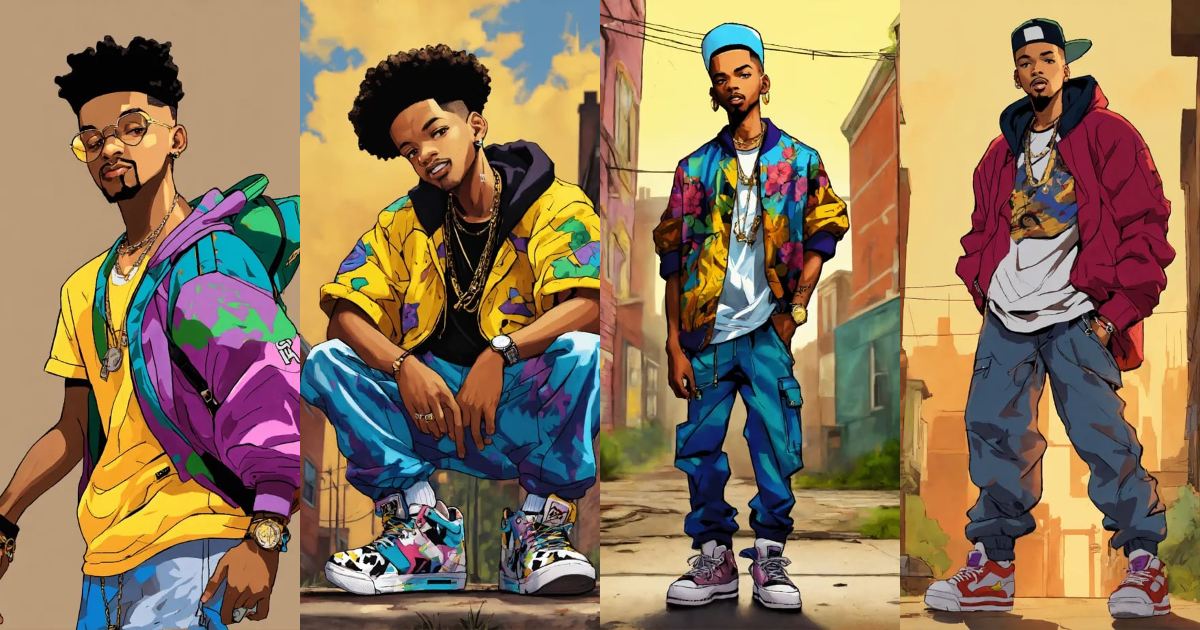 Lexica - Hip hop art style fresh prince boondocks full body