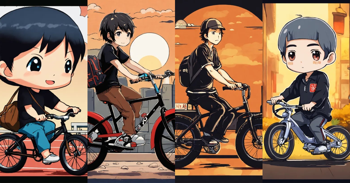 Lexica - Poor japanese man ride on the bicycle black T-shirt chibi ...