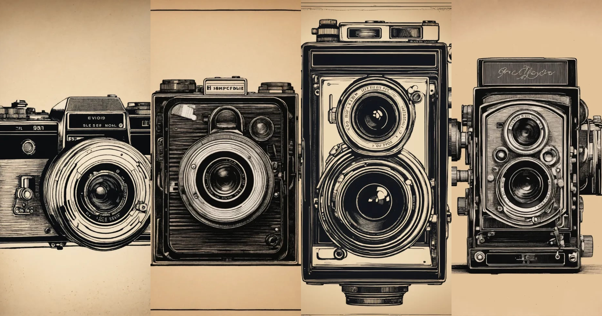Lexica - A minimalistic etching-illustration of a film camera ...