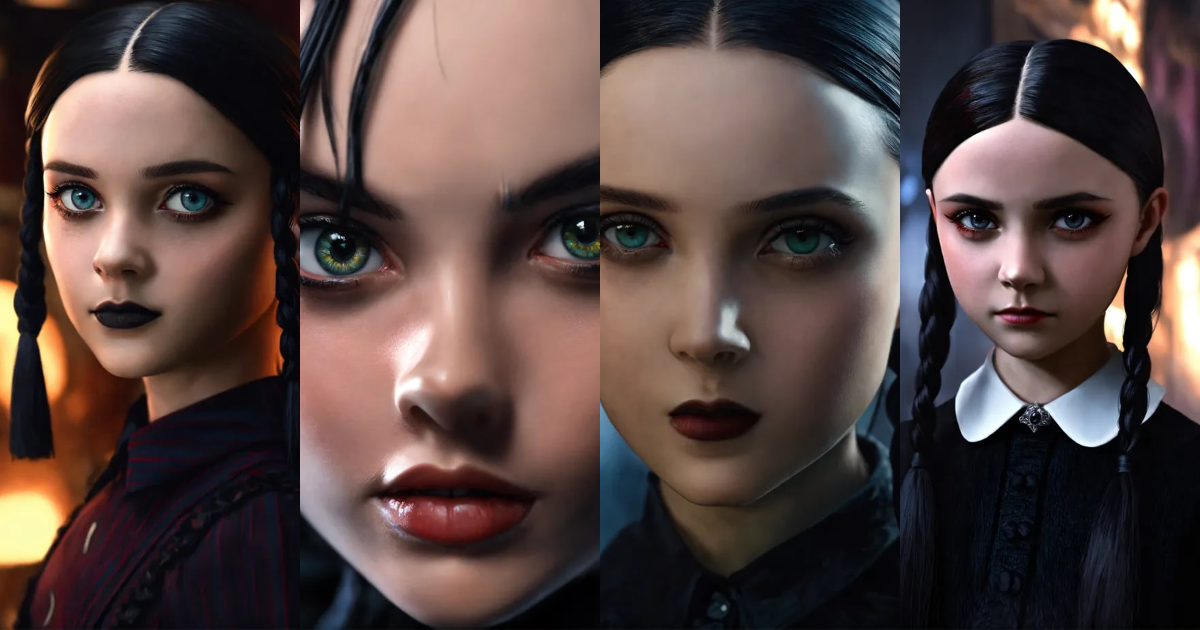Lexica - Photorealistic, close up, wednesday addams, extreme closeup ...
