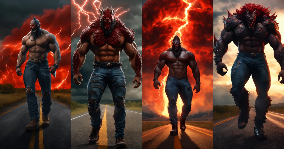 Lexica - Full body eight foot evil black god beast, male god, big ...