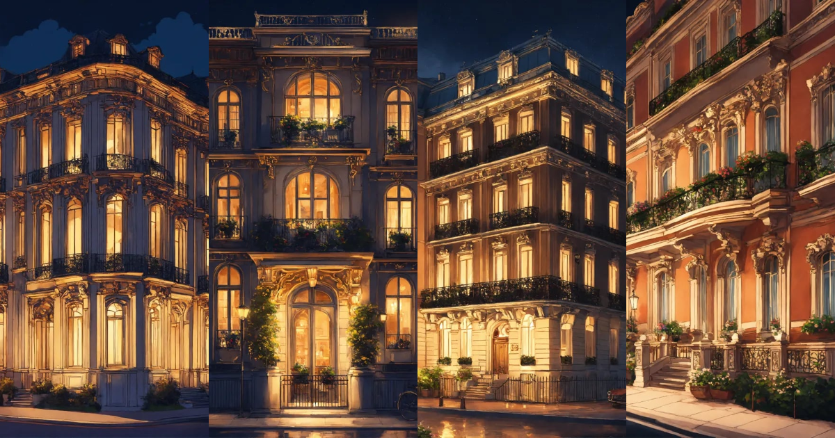 Lexica - Illustration of exterior of flying versailles style apartment ...