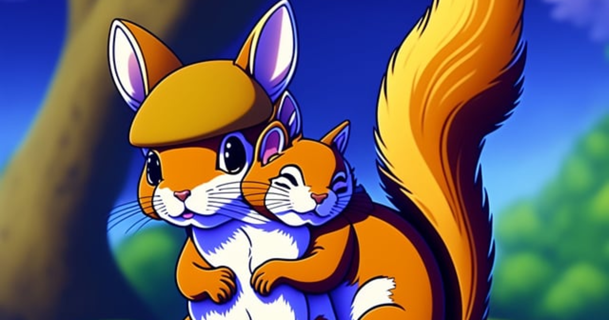 Lexica - A cute squirrel hugging a cat, studio ghibli scheme, anime, old