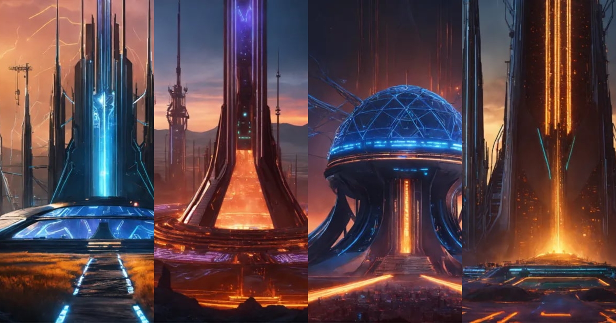 Lexica - Dark alien Tower of Sauron seen from a distance is a towering ...