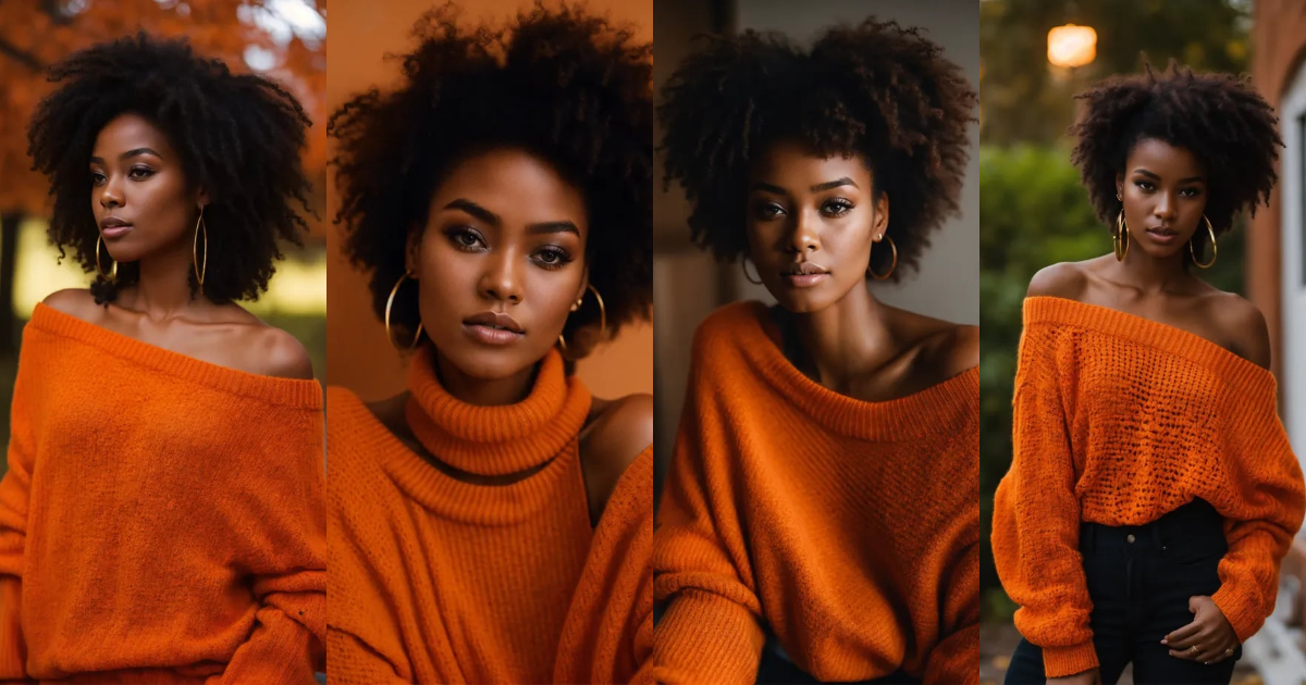 Lexica - Beautiful Black Female, hazy look, slouchy orange off the ...