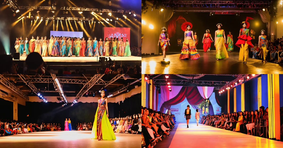 Lexica - Fashion show ramp walk , stage , cool vibes art wok style look