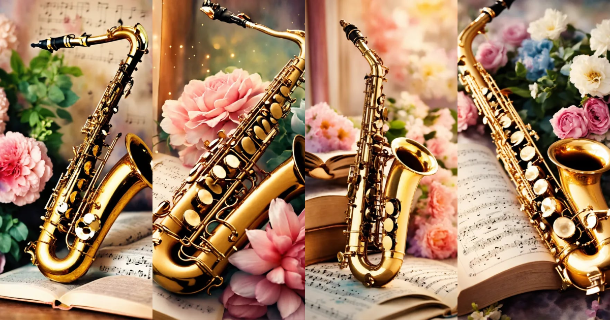 Lexica - Saxophone decorated with flowers, against the background of a ...