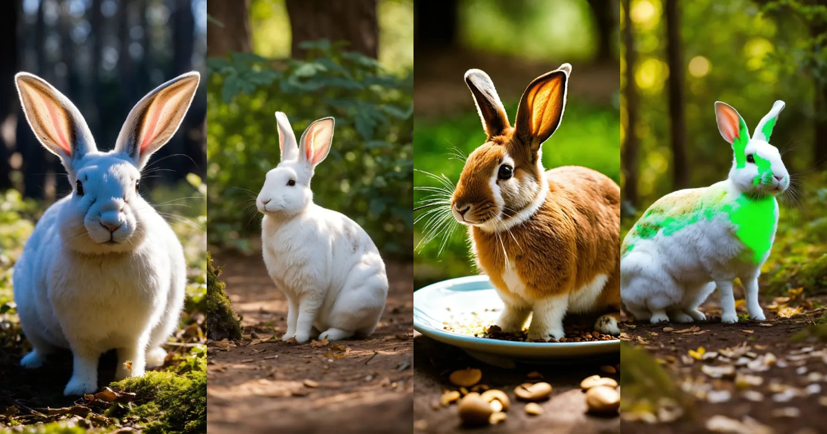 Lexica - Un conejo café con manchas blancas afuera de su madriguera, la ...