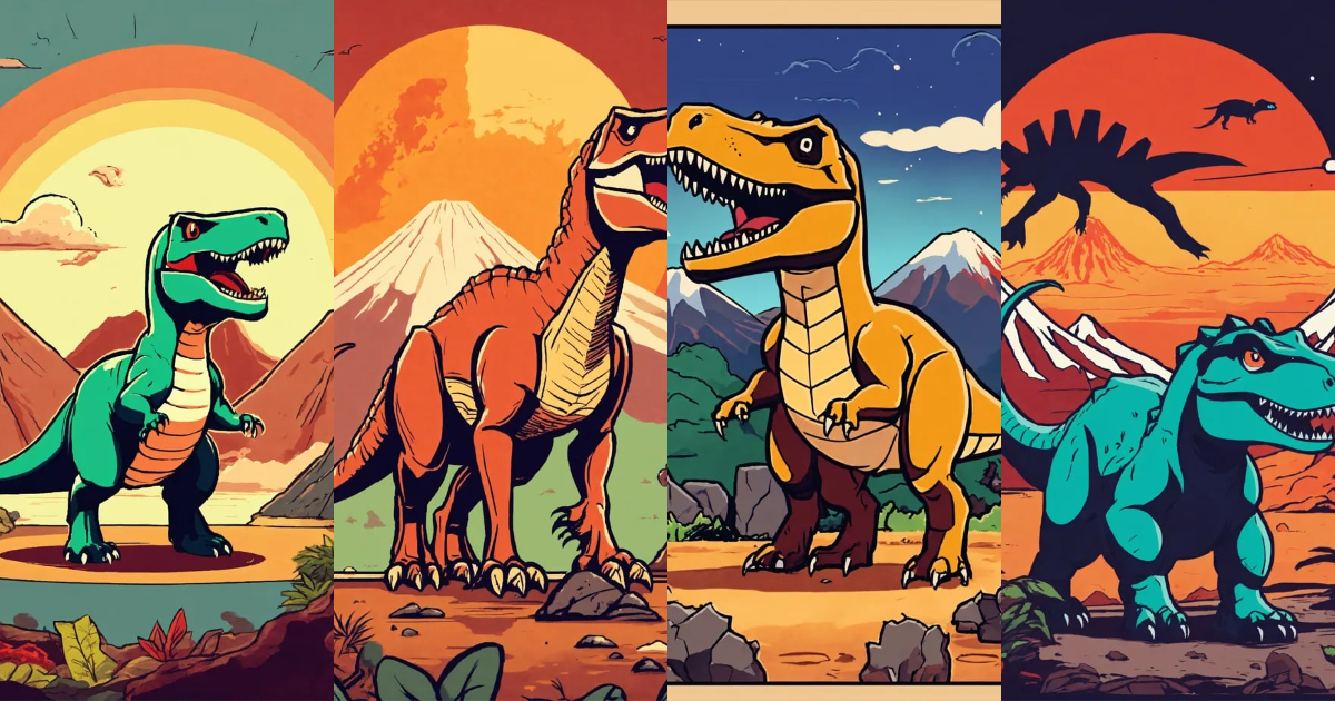 Lexica - Simple Image of a rex dinosaur, Japanese cartoon style, ready ...