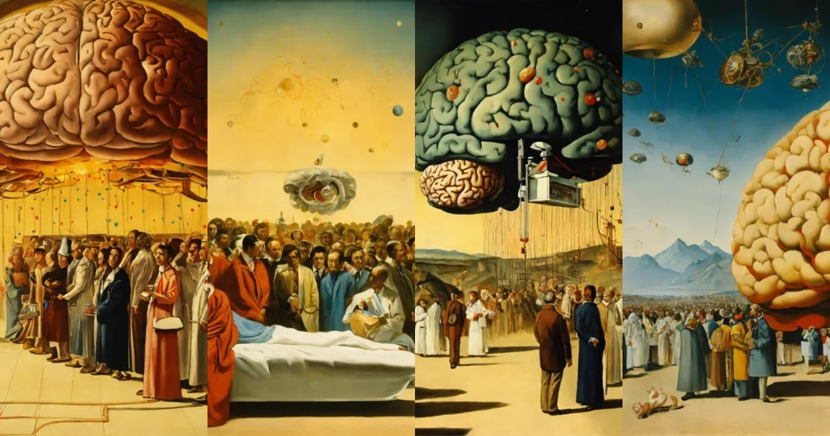 Lexica - Brain, hospitals, particule, crowd of patients and doctors ...