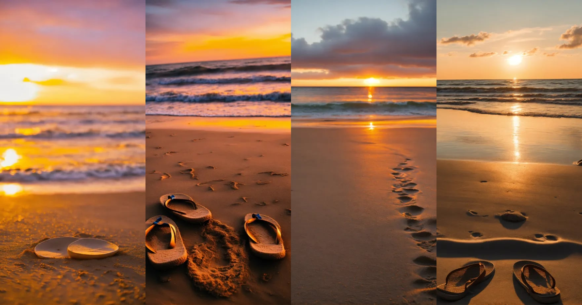 Lexica - Beach at sunset with toes in the sand
