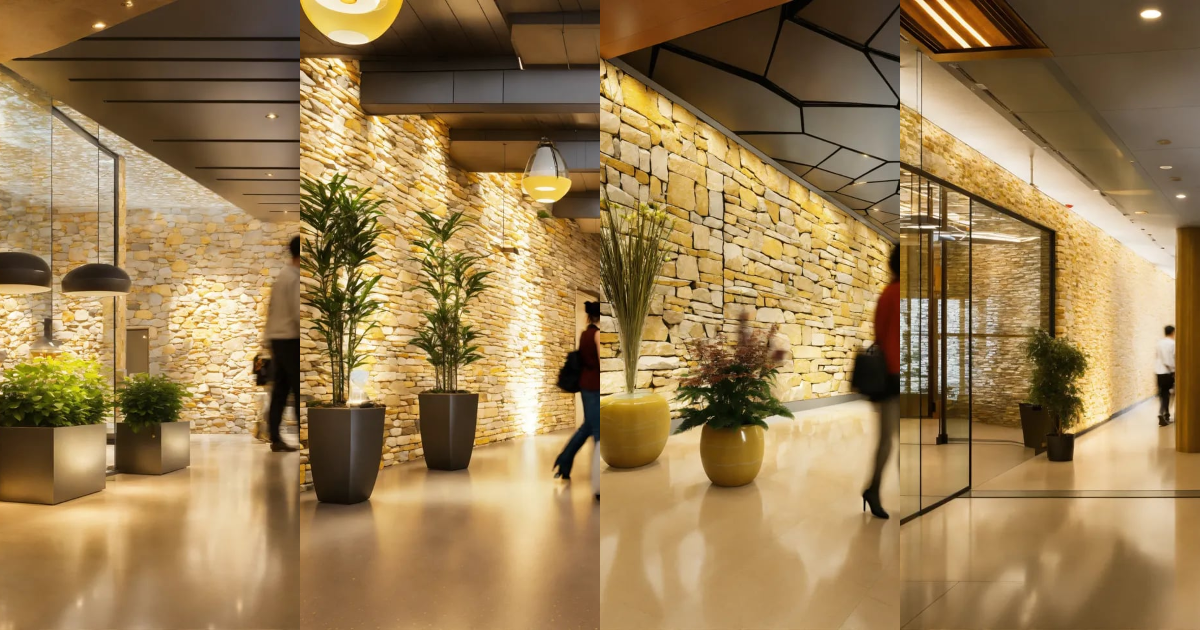 Lexica - Airport corridor, one side of the corridor full height glass ...