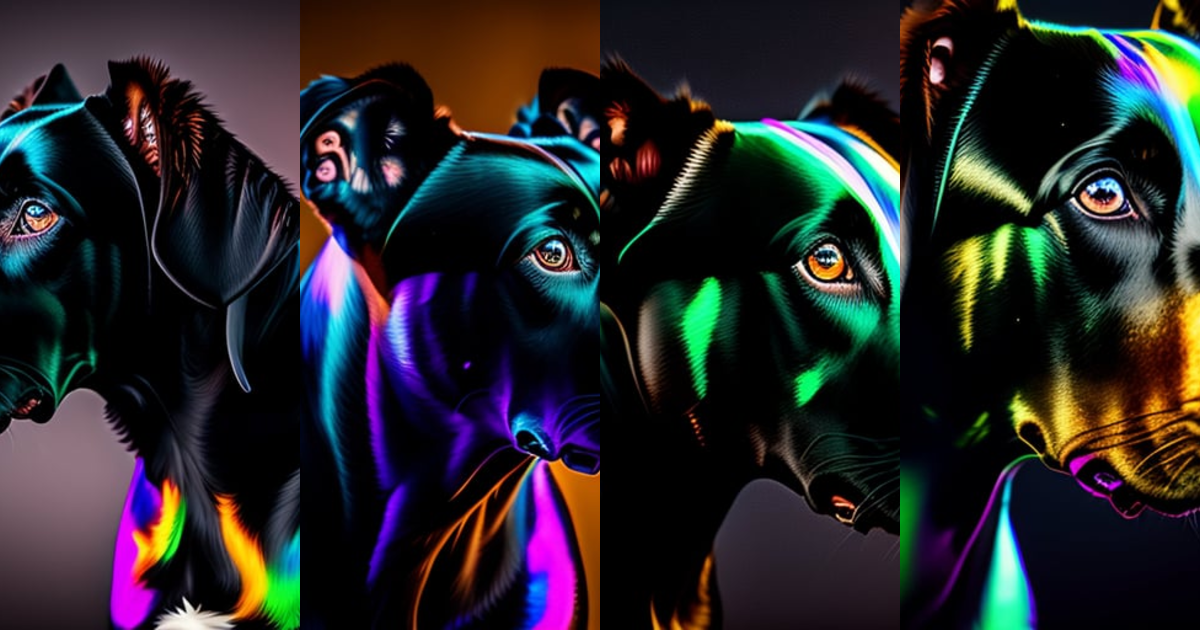 Lexica - A photograph of a glossy iridescent black dog, eye stalks ...