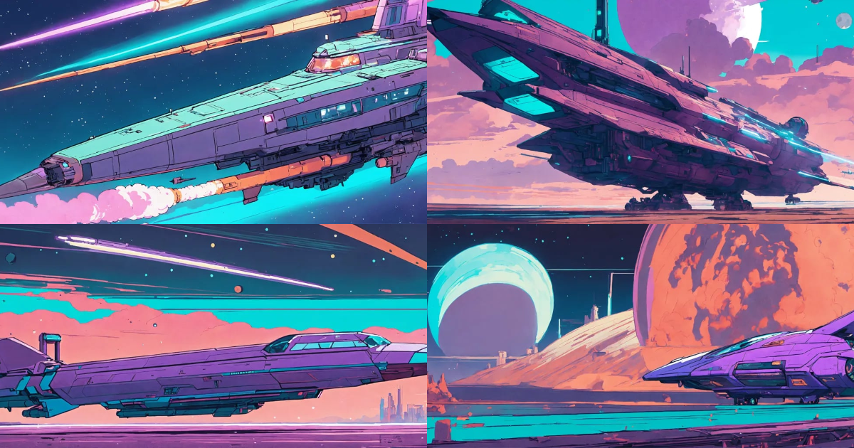 Lexica - Photo of futuristic spaceship launching on space, purple and ...