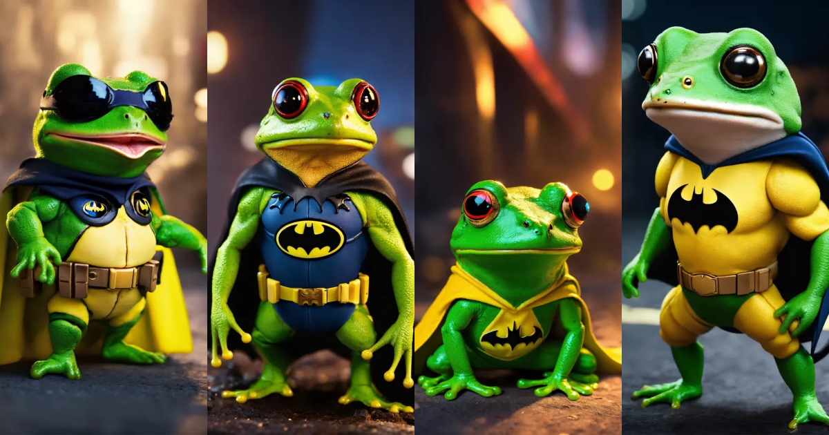 Lexica - Coqui frog in batman uniform, 8k