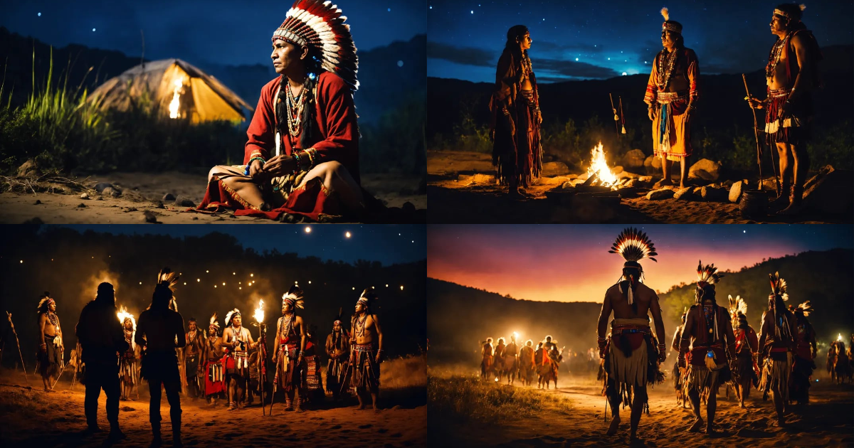 Lexica - Indian tribes night. cinematic. real picture.