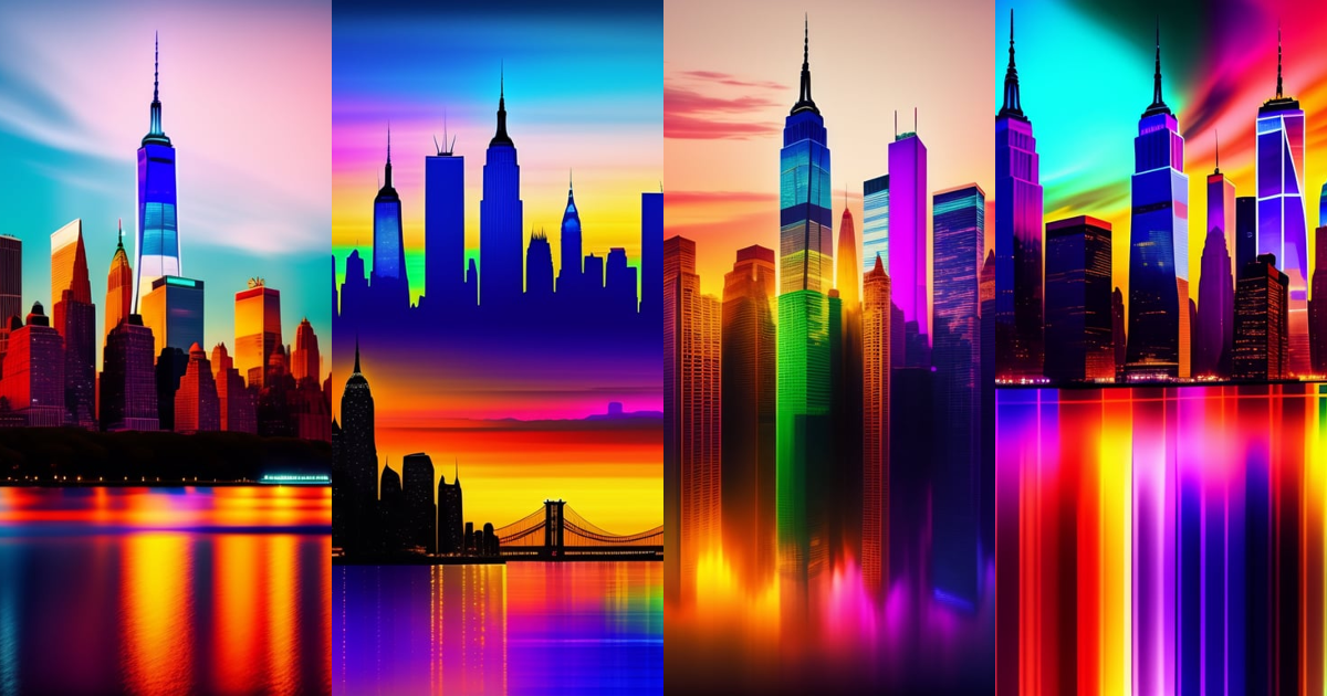Lexica - New york city skyline, multicolored, dreamlike