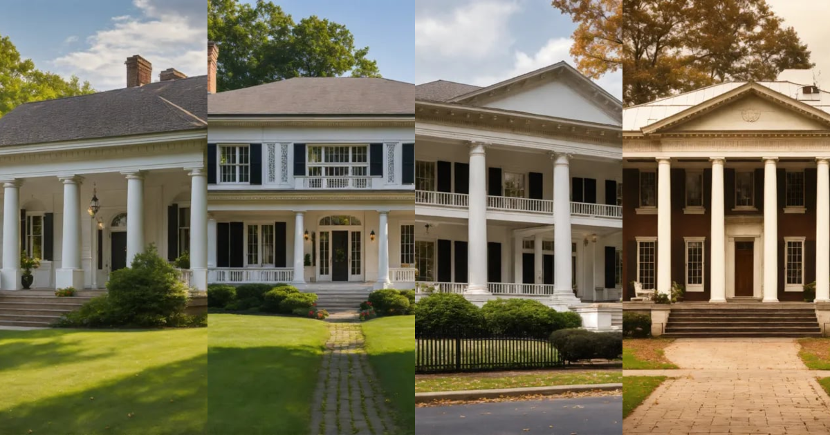 Lexica - Early 20th century white neoclassical house with pediment and ...