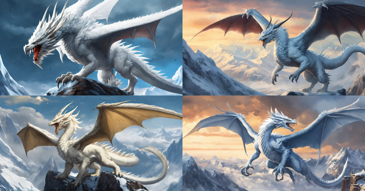 Lexica - Fine art, delicate detail, menacing, angry white dragon with a ...