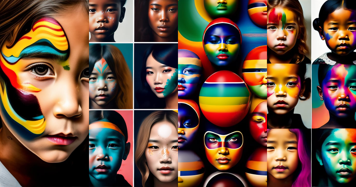 Lexica - Many painted faces