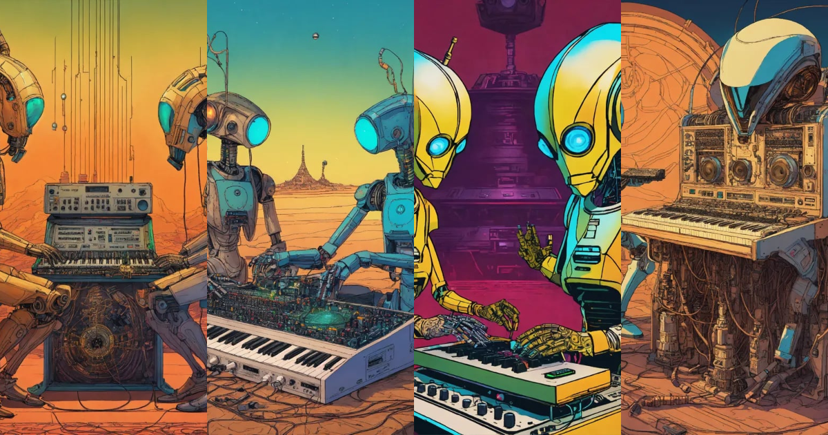 Lexica - Intricate detailed artwork of two alien techno droids using ...