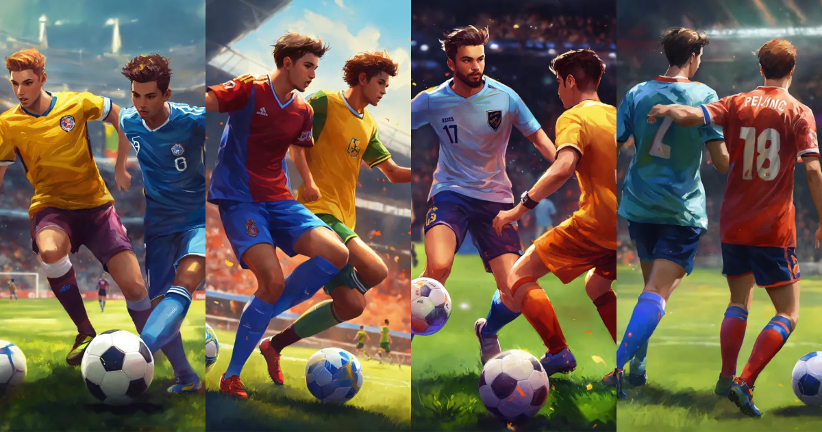 Lexica - Two soccer player playing soccer digital art, realistic ...